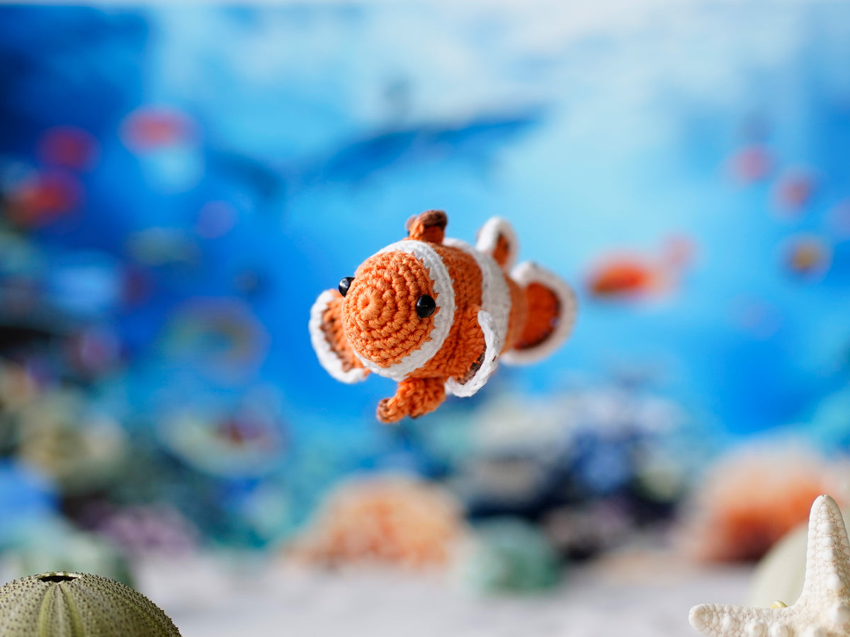 Crochet mini Clownfish, Miniature Crochet Sea Animals, Sea Crochet Plu