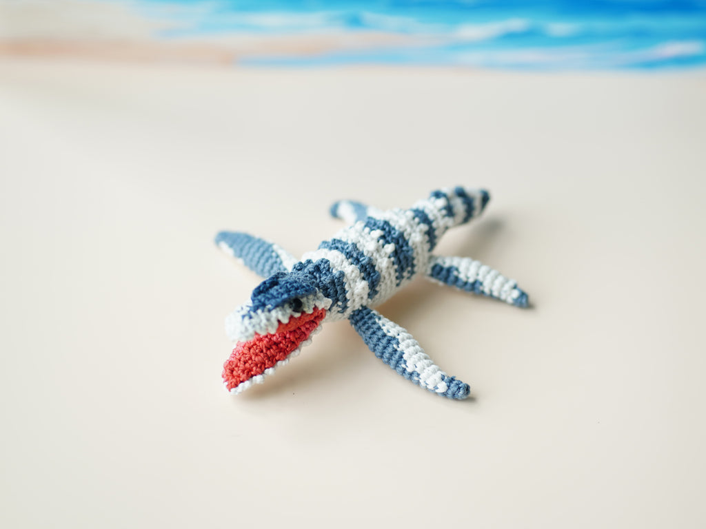 Mini Mosasaurus Dinosaur crochet toy, Tiny Crochet Dino Animals, Finis