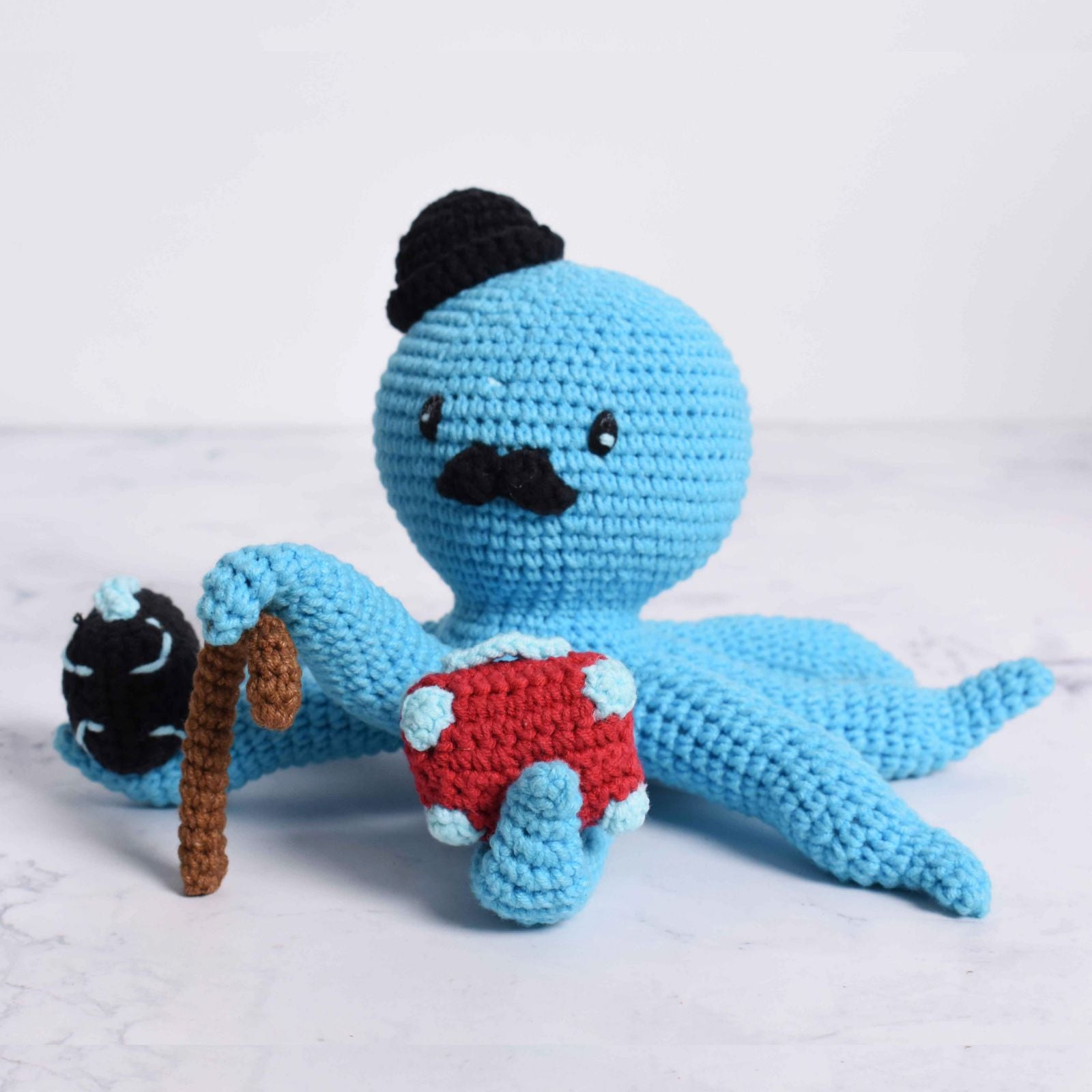 Gentleman Octopus Crochet, Octopus Handmade Doll, Blue Octopus Amiguru
