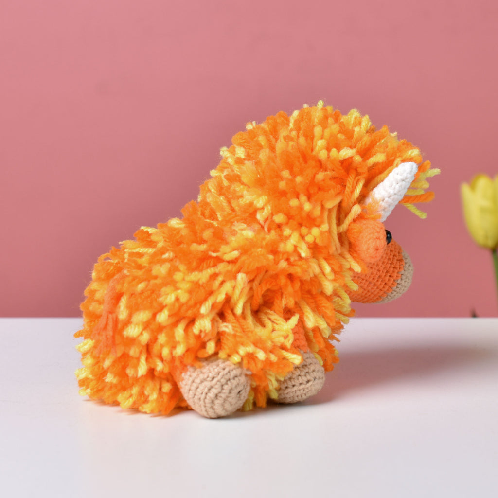 Fuzzy Highland Cow Crochet Amigurumi, Pure wool yarn, Special Gift for